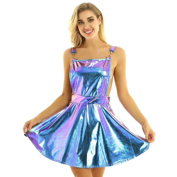 Vinyl Princess Overall Dress Suspenders Holographic | Kawaii Babe