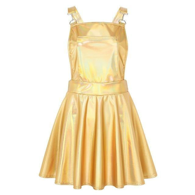 Vinyl Princess Overall Dress Suspenders Holographic | Kawaii Babe