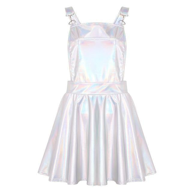 Vinyl Princess Overall Dress Suspenders Holographic | Kawaii Babe