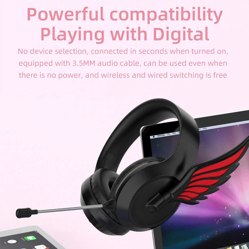 Winged LED Anime Angel Wireless Headphones & Microphone – Kawaii Babe