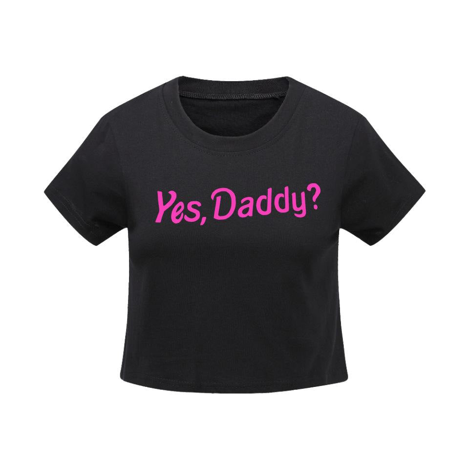 "Yes, Daddy?" Crop Top Cropped Baby Tee by Kawaii Babe