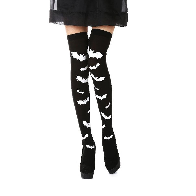 Batty Stockings Black Bat Goth Thigh High Socks | Kawaii Babe