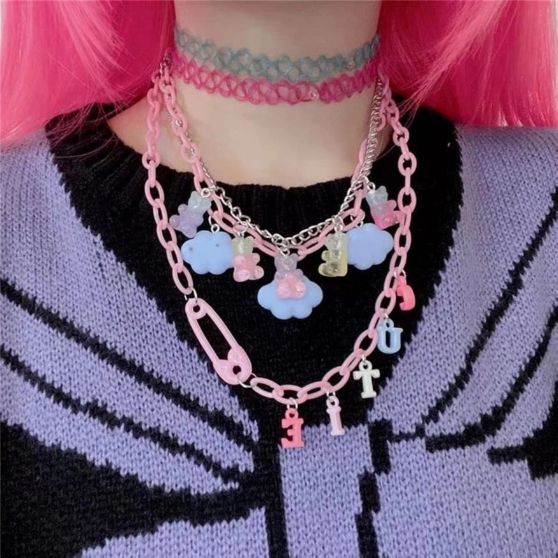 Candy Moon Fairy Kei Chain Necklace Decora Pendant | Kawaii Babe