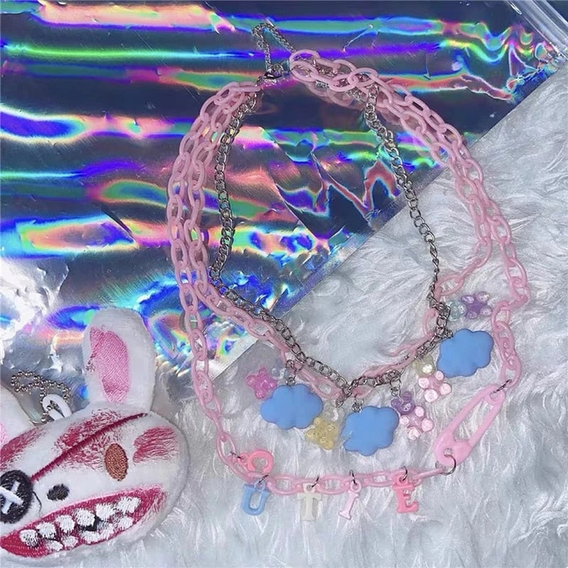 Candy Moon Fairy Kei Chain Necklace Decora Pendant | Kawaii Babe