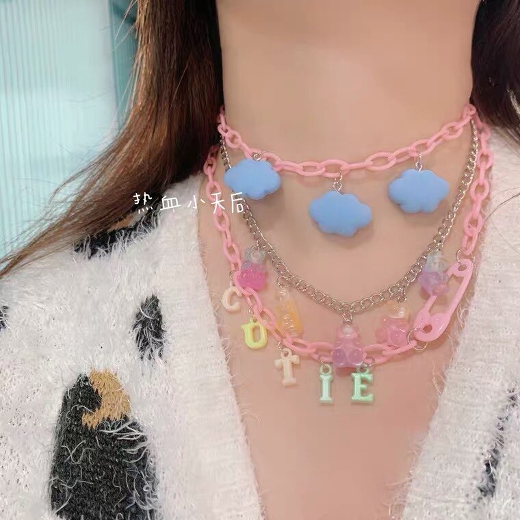 Candy Moon Fairy Kei Chain Necklace Decora Pendant | Kawaii Babe