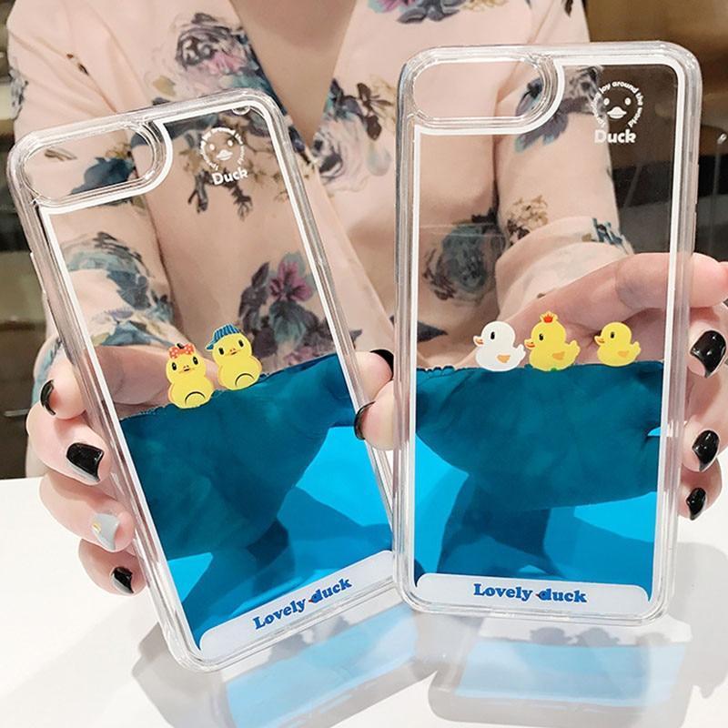 Swimming Rubber Duck Liquid Phone Case iPhone Cover | Kawaii Babe