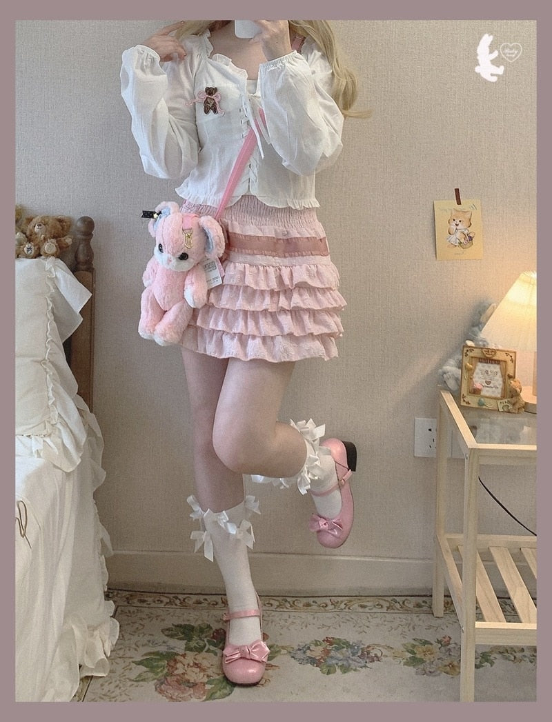 Angel Cake Skirt Ruffled Dollette Coquette Fairycore | Kawaii Babe