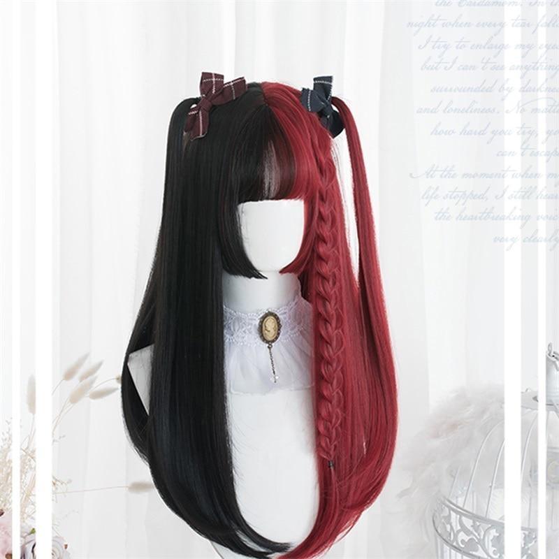 Black & Red Gothic Lolita Wig Cosplay Two Tone Fringe | Kawaii Babe