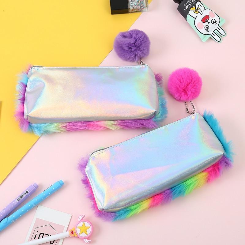 Cosmic Fur Storage Bag Pencil Case Makeup Bag Rainbow Kawaii – Kawaii Babe