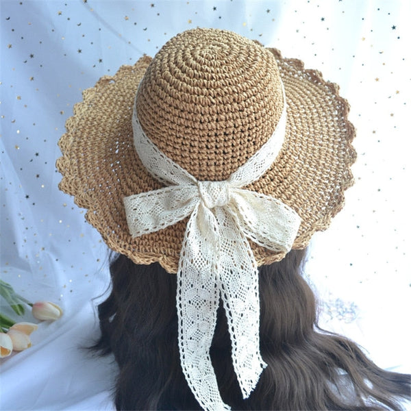 Country Maiden Sun Hat Wicker Rattan Girly Fairycore Headwear – Kawaii Babe