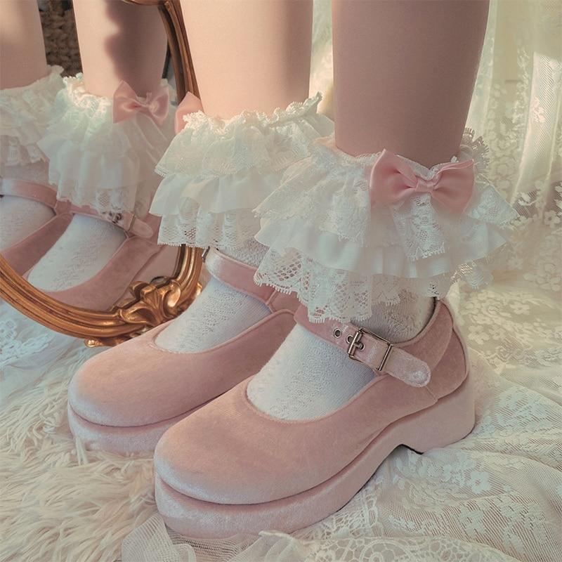 Fairycore Ethereal Ruffled Lolita Socks French Vintage | Kawaii Babe