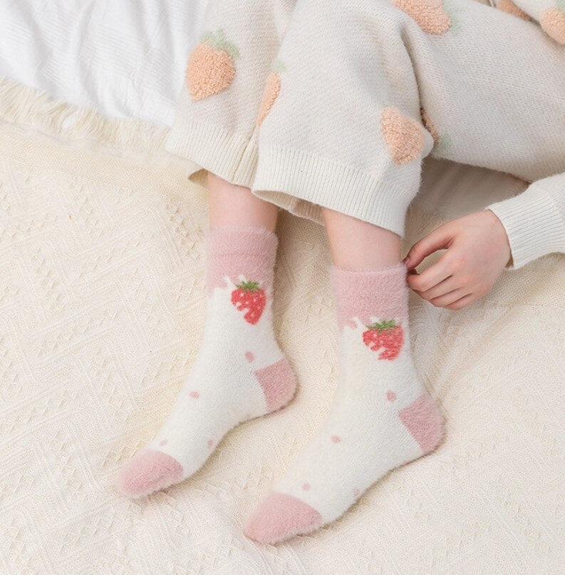 Fuzzy Berry Socks – Kawaii Babe