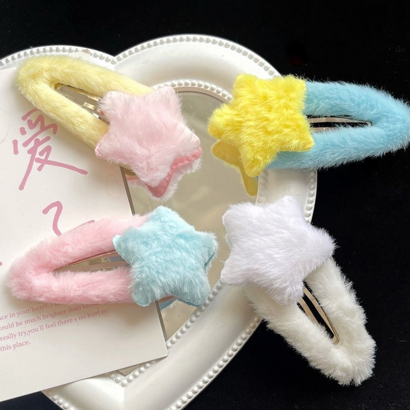 Fuzzy Star Hair Clips – Kawaii Babe