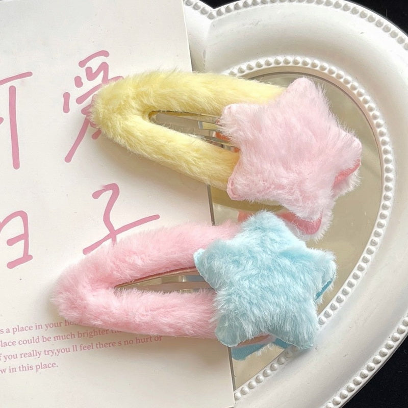 Fuzzy Star Hair Clips – Kawaii Babe