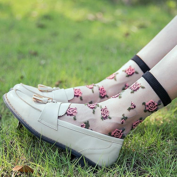 Invisible Floral Socks Transparent Clear Stockings | Kawaii Babe
