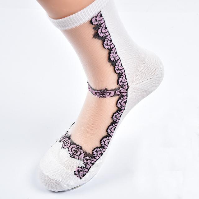 Invisible Floral Socks Transparent Clear Stockings | Kawaii Babe