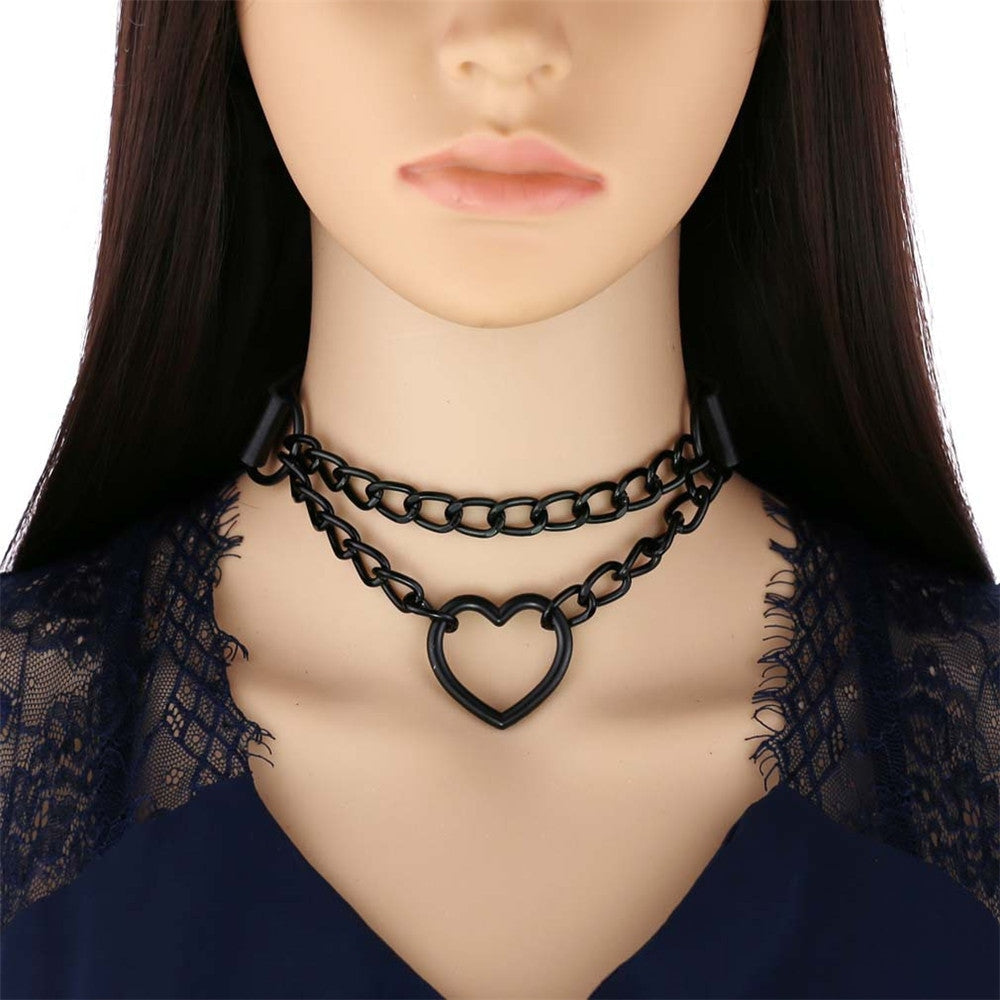 Pastel Goth Heart Choker Collar Chain Dark Alternative Kawaii Babe