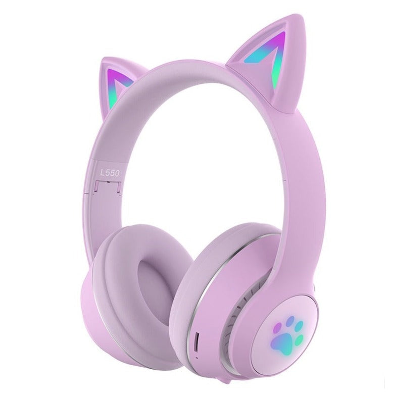 Pink Kawaii Kitten Paw Cat Ear Head Phones Gaming Head Set Kawaii Babe