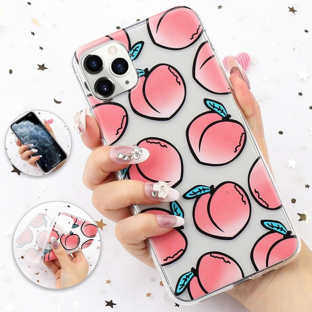 Transparent Peach iPhone Case Peachy Fruit Rubber – Kawaii Babe