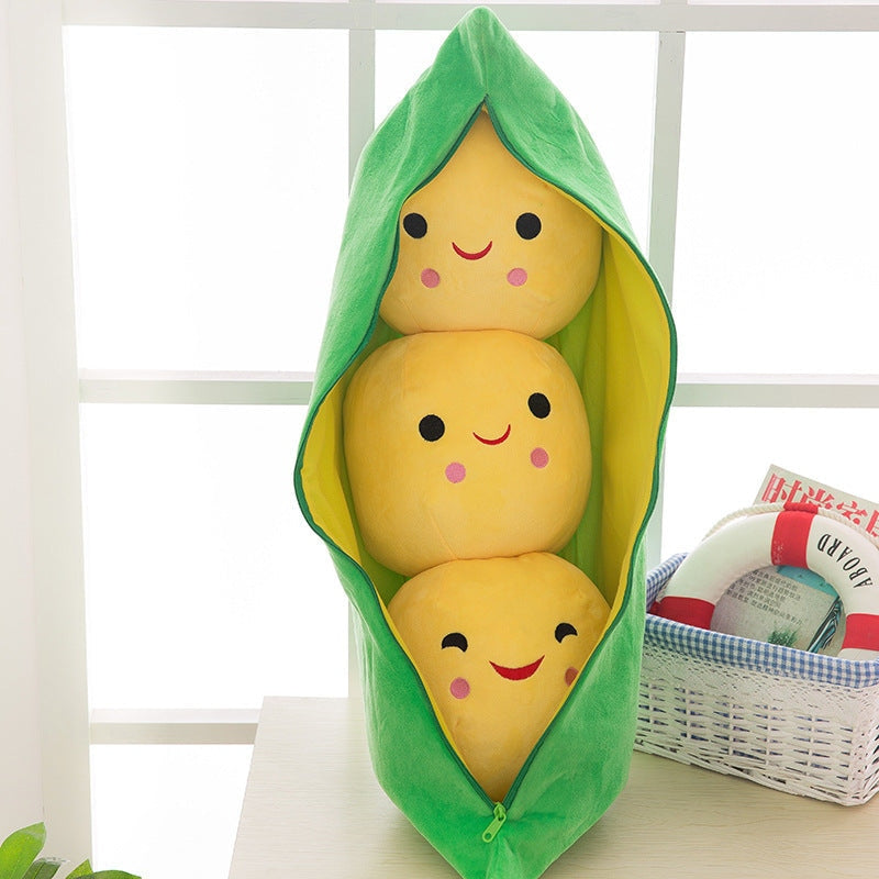Pea Pod Vegetable Plush Toy Zipper Bag Stuffed Animal | Kawaii Babe