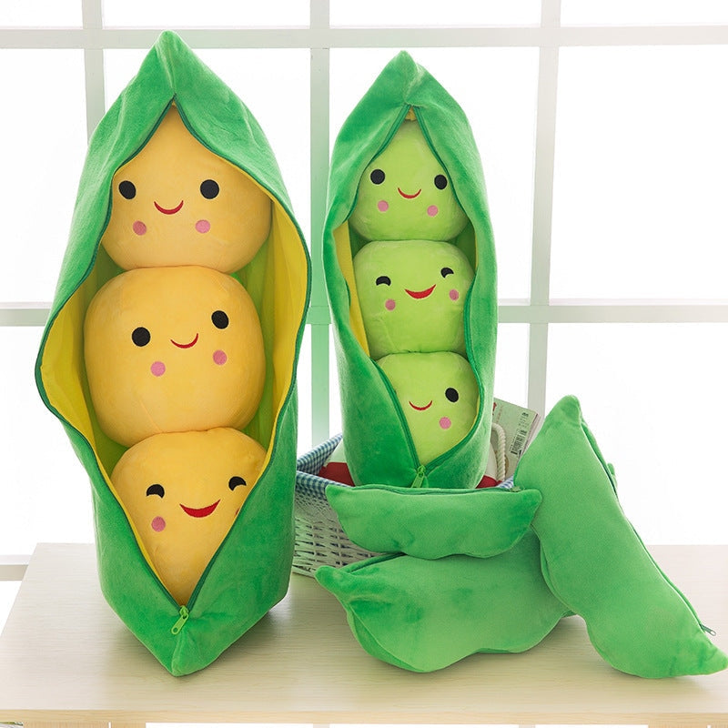 Pea Pod Vegetable Plush Toy Zipper Bag Stuffed Animal | Kawaii Babe