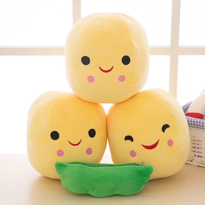 Pea Pod Vegetable Plush Toy Zipper Bag Stuffed Animal | Kawaii Babe