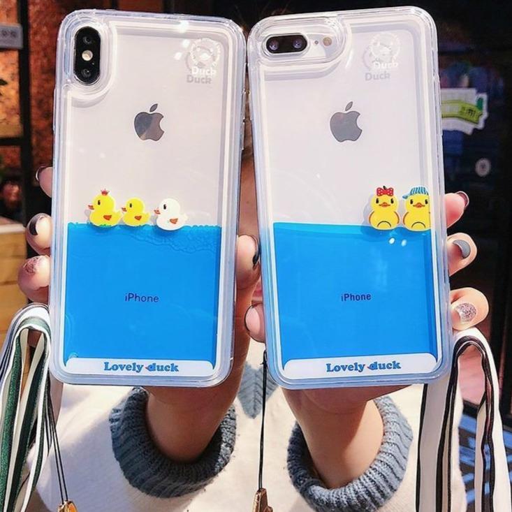 Swimming Rubber Duck Liquid Phone Case iPhone Cover | Kawaii Babe
