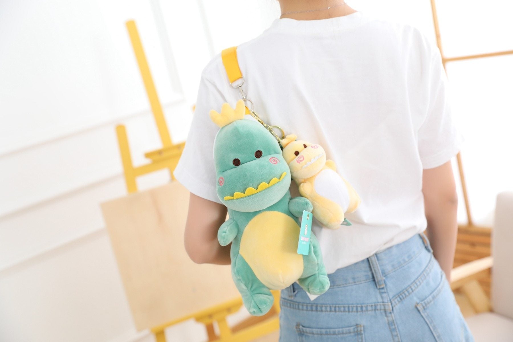 Baby Dinosaur T-rex Plush Backpack Green Pink Kawaii | Kawaii Babe