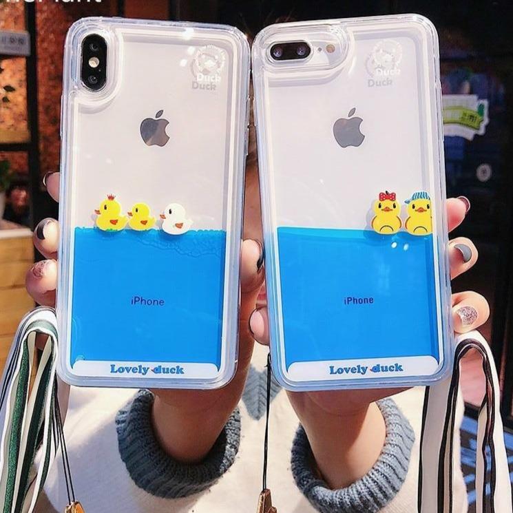 Swimming Rubber Duck Liquid Phone Case iPhone Cover | Kawaii Babe