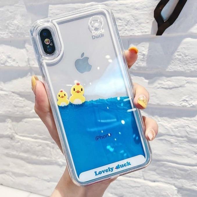 Swimming Rubber Duck Liquid Phone Case iPhone Cover | Kawaii Babe