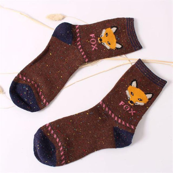 Snowy Little Fox Socks Christmas Santa Clause Festive | Kawaii Babe