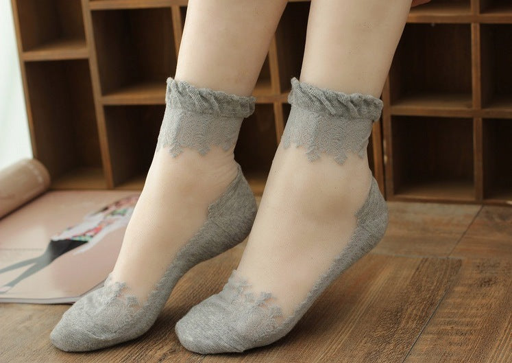 Invisible Lace Ankle Socks See-Through Lolita Dainty | Kawaii Babe