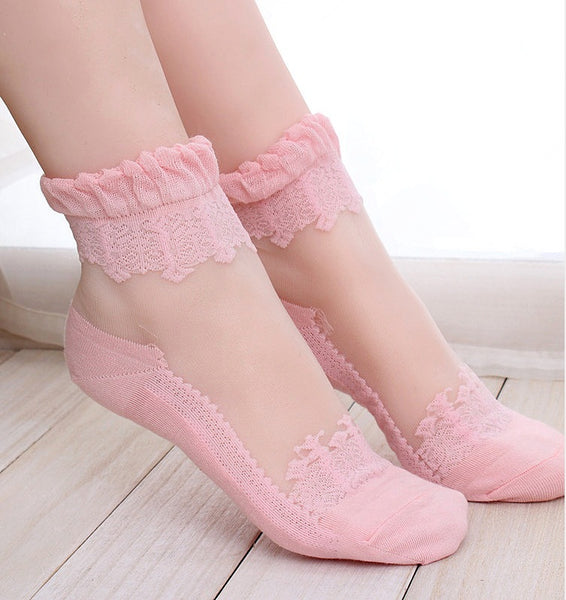 Invisible Lace Ankle Socks See-Through Lolita Dainty | Kawaii Babe