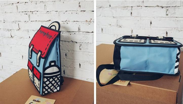 2D Cartoon Backpack School Bag Ruck Sack Mind Trick | Kawaii Babe