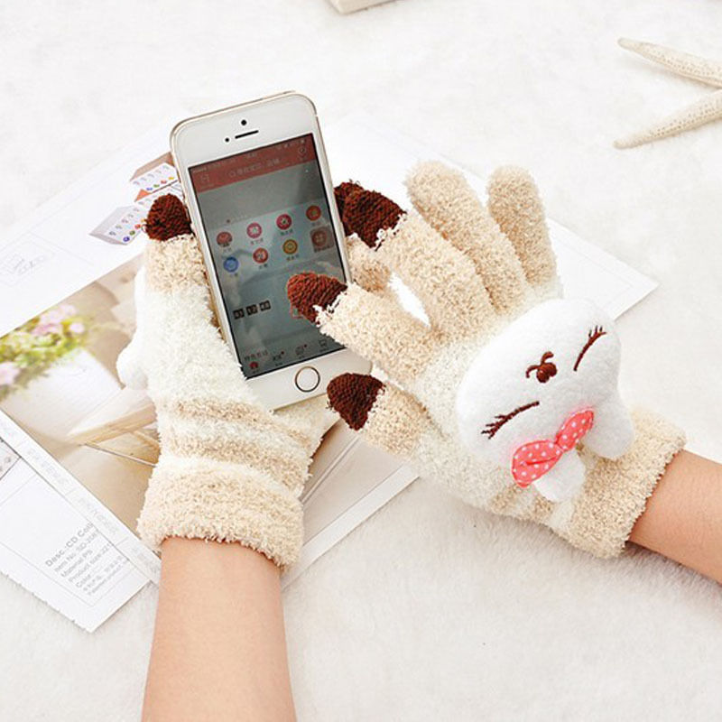 Kawaii Cozy Fuzzy Bunny Mittens For Winter Warm Cute by Kawaii Babe