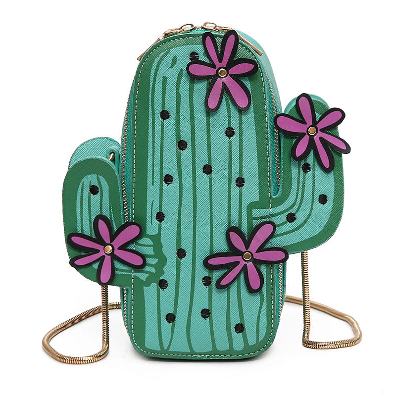 3D Cactus Plant Handbag Purse Shoulder Bag Gold Chain | Kawaii Babe