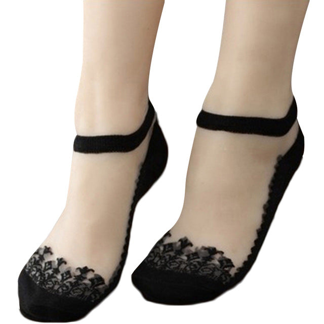 Invisible Lace Ankle Socks See-Through Lolita Dainty | Kawaii Babe