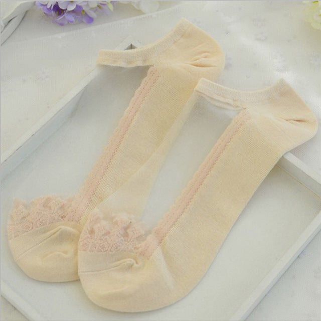 Invisible Lace Ankle Socks See-Through Lolita Dainty | Kawaii Babe