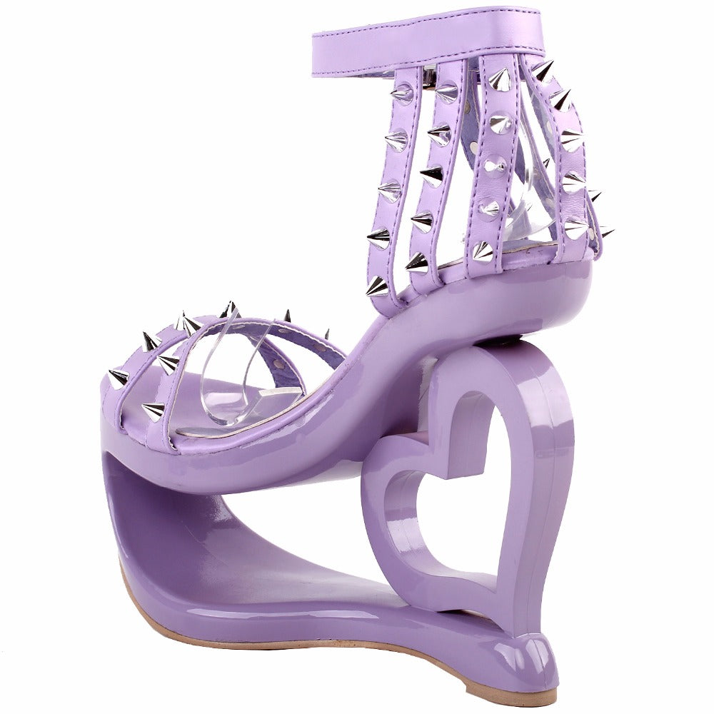 Hollow 3D Heart Platform Sandals Wedge Heel Cut Out Shoes Kawaii Babe