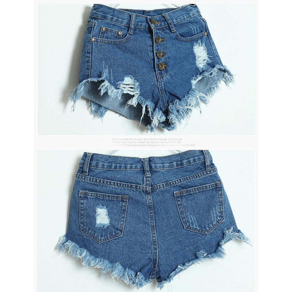 Distressed Jean Shorts Acid Washed Denim Candy Color | Kawaii Babe
