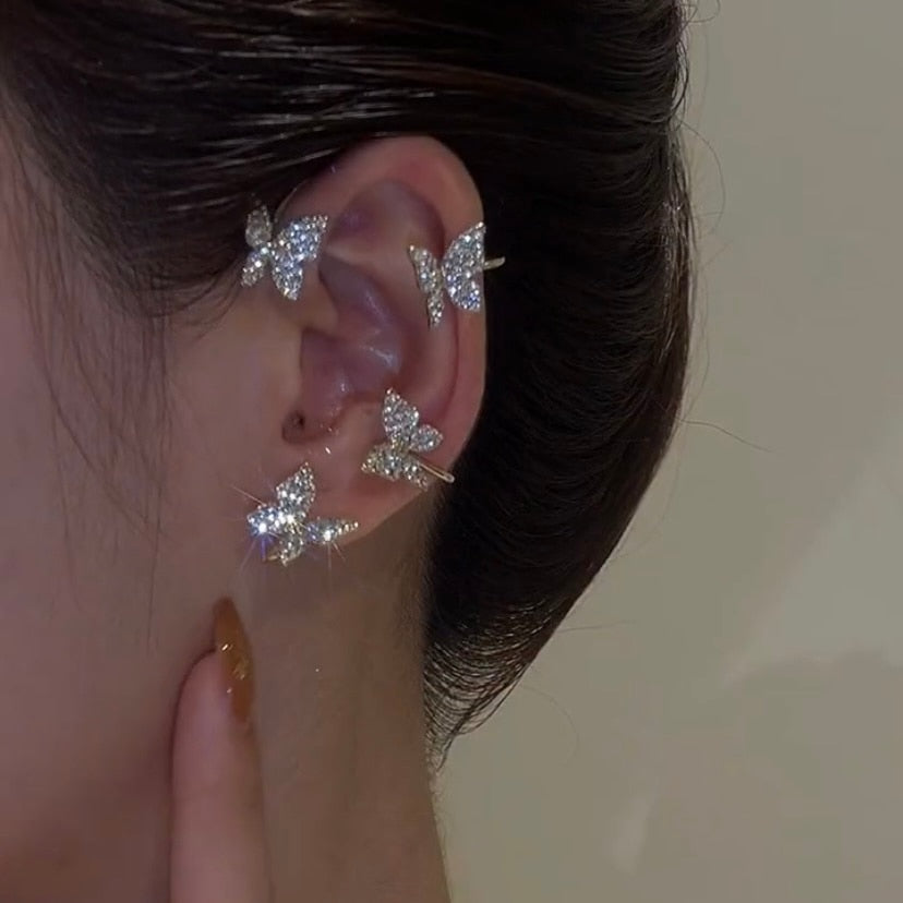 Rhinestone Butterfly Ear Cuffs – Kawaii Babe