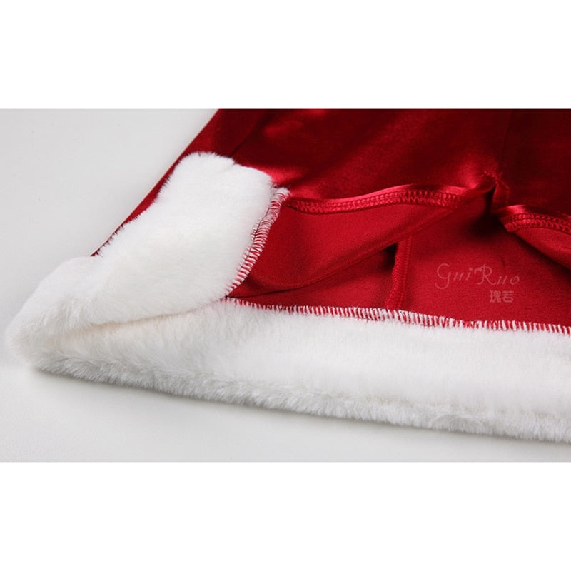 Satin Red Santa Holiday Christmas Slip Dress Costume Kawaii Babe