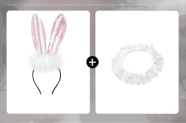 Soft Velour Bunny Set Dress Lingerie Costume Cosplay Kawaii Babe