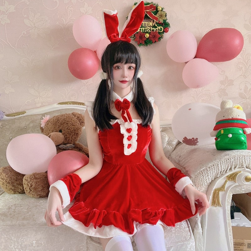 Kawaii Winter Bunny Cosplay Set Velvet Velour Fabric – Kawaii Babe